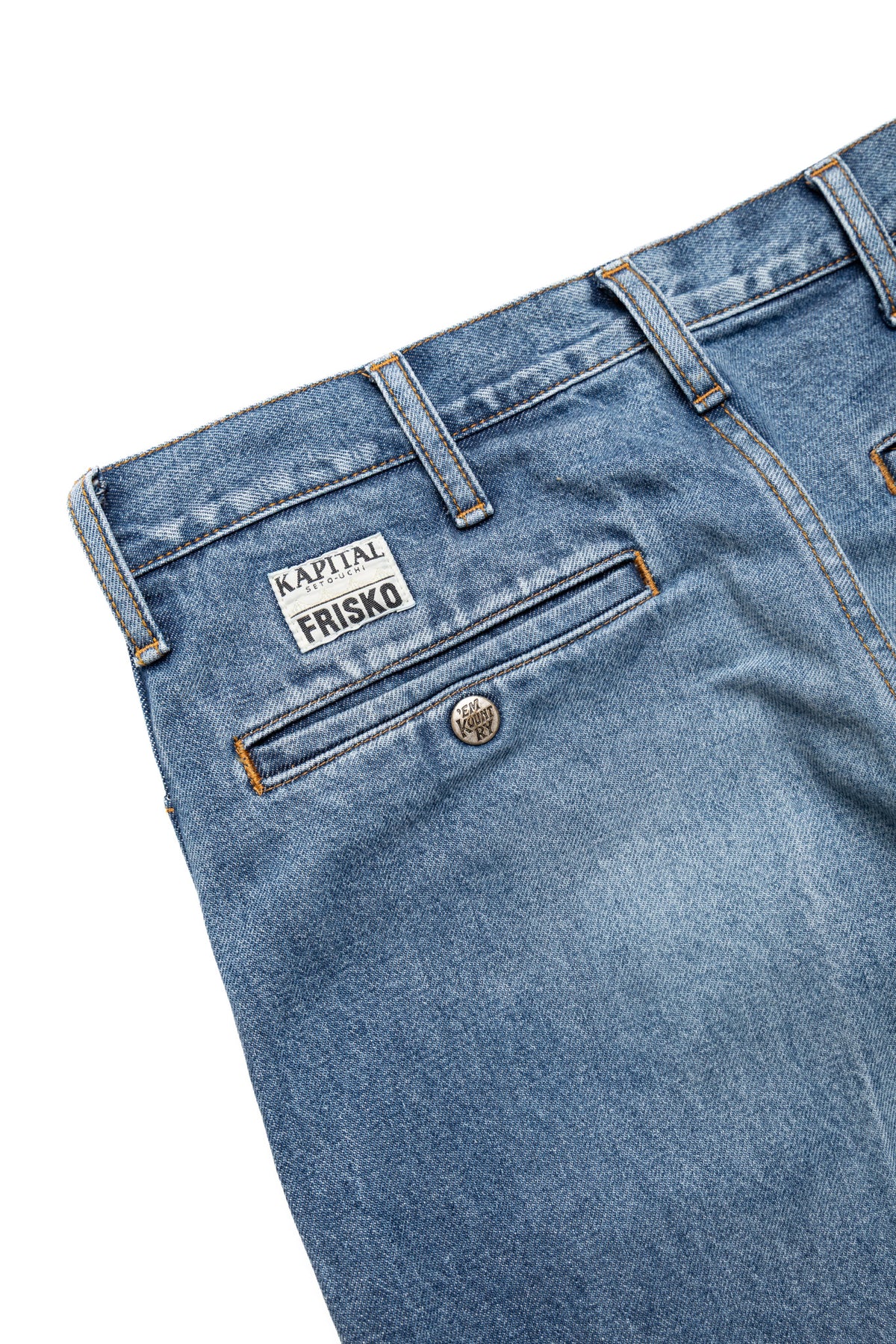 Kapital 14oz Denim 5P FRISKO (Center Pleat) - Faded Indigo – BLUE IN ...