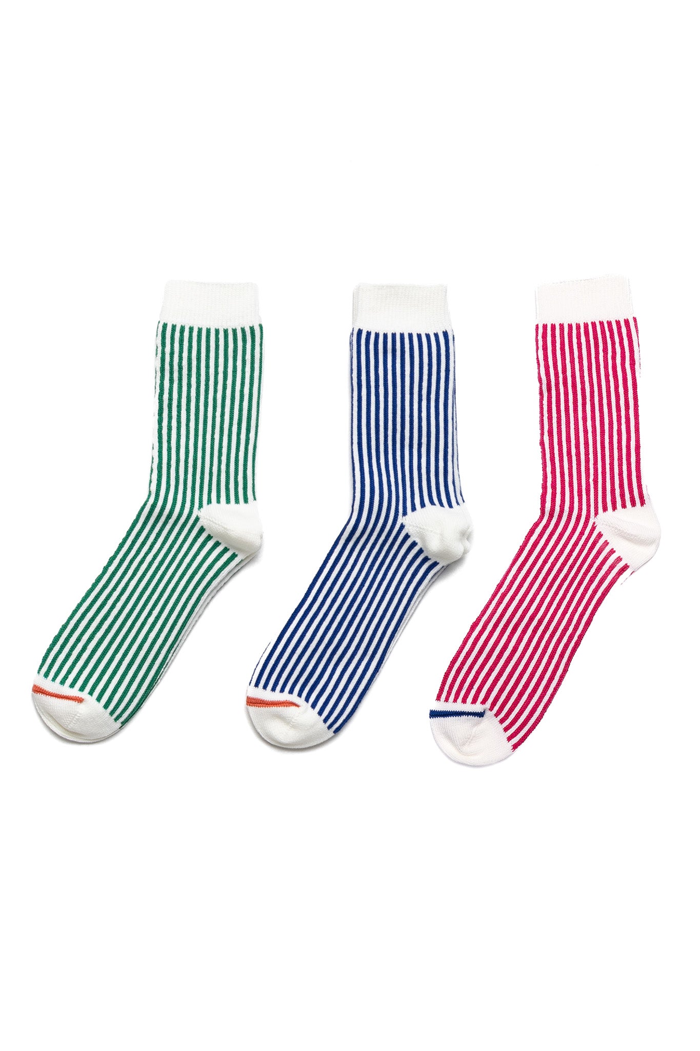 ROTOTO Vertical Stripe Socks – BLUE IN GREEN SOHO